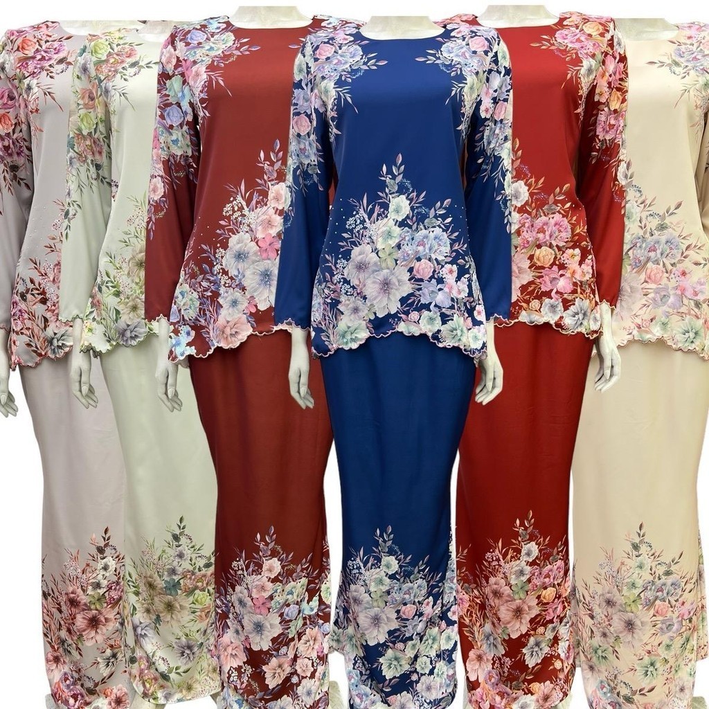 L00090 Hannah Mini Kurung Sulam Latest 2024 - Premium Silk Fabric (Size ...