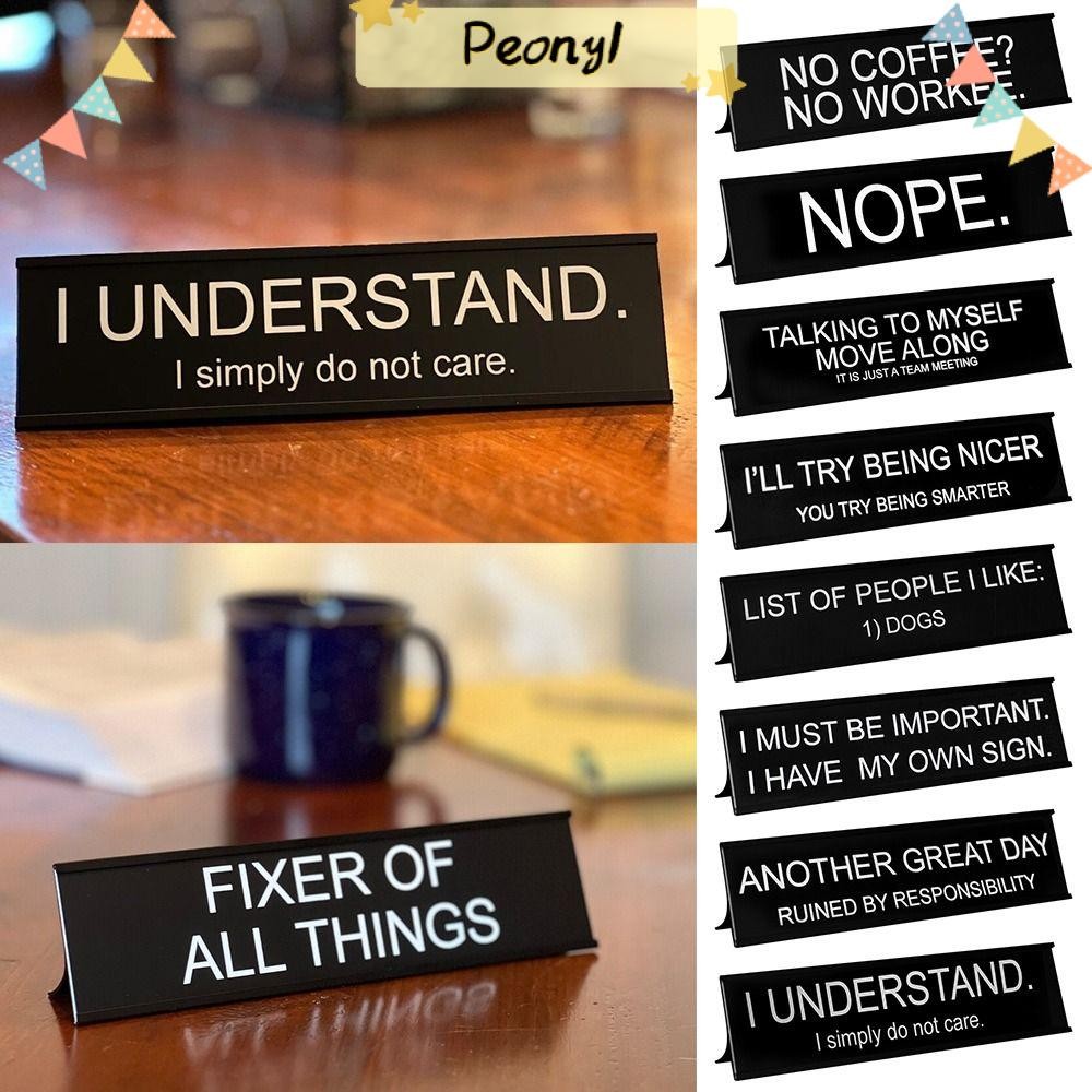 PDONY Office Decor Sign, Black Aluminium Alloy Desk Sign, Funny Table ...