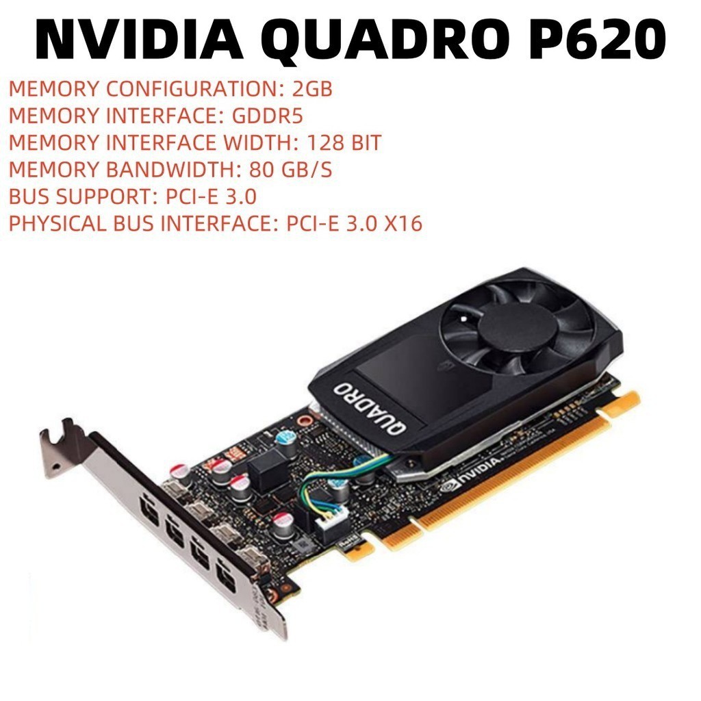Nvidia Quadro P620 2GB GDDR5 PCIE Graphics Card 4x Mini DisplayPort Low ...