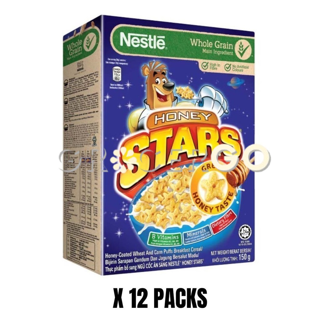 (Carton Deal) Nestle Honey Stars Wholegrain Breakfast Cereal Econo Pack ...