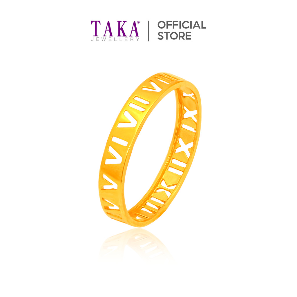 TAKA Jewellery 916 Gold Ring Roman Numeral | Shopee Singapore