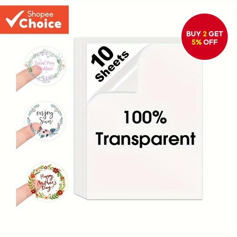 10 Sheets Transparent Printable Vinyl Sticker Paper A4 Glossy White ...