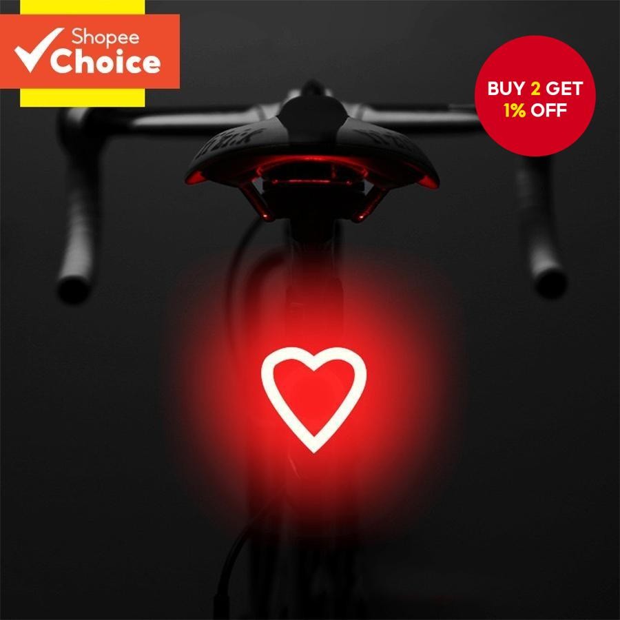 1pcs Creative Love Heart Bicycle Tail Light Rechargeable Suitable for ...