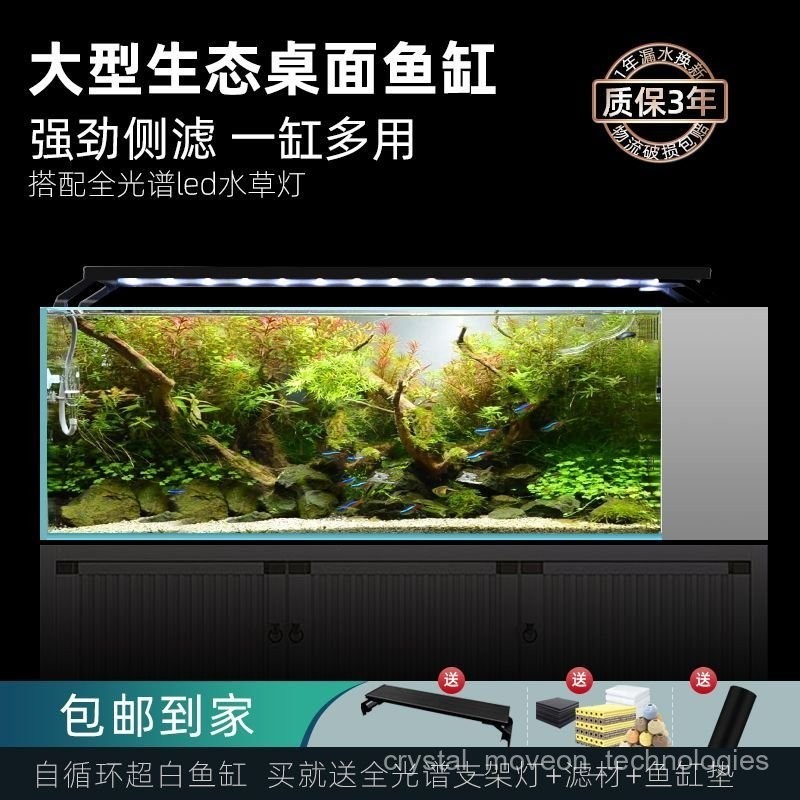 Side Filter Fish Tank Large Ultra-White Glass Desktop Fish Tank Hallway ...