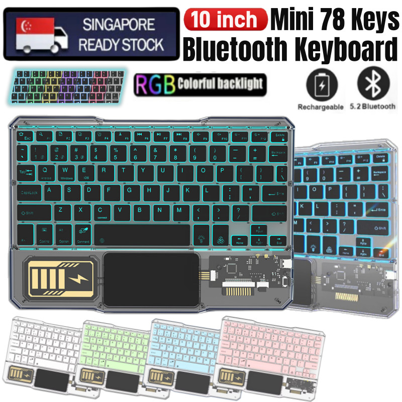 [SG] 10 Inch Bluetooth Keyboard Portable Mini Keyboard RGB Backlight ...