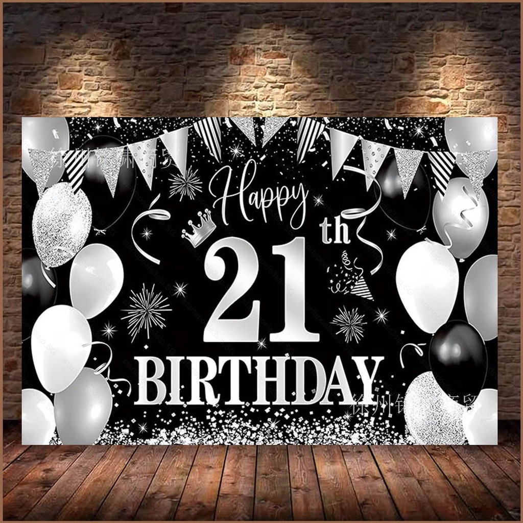 lk Silver-black 21st birthday Theme decoration Celebrate Party ...