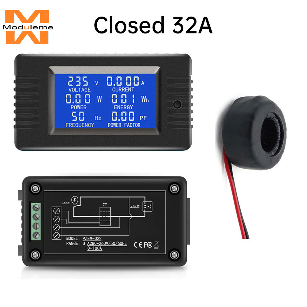 PZEM-022 AC80-260V 32A/63A AC Multifunction Digital Power Tester ...