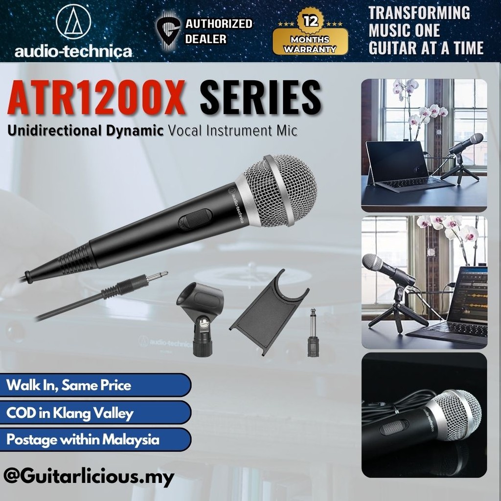 Audio Technica ATR1200X Series Unidirectional Dynamic Vocal Instrument ...