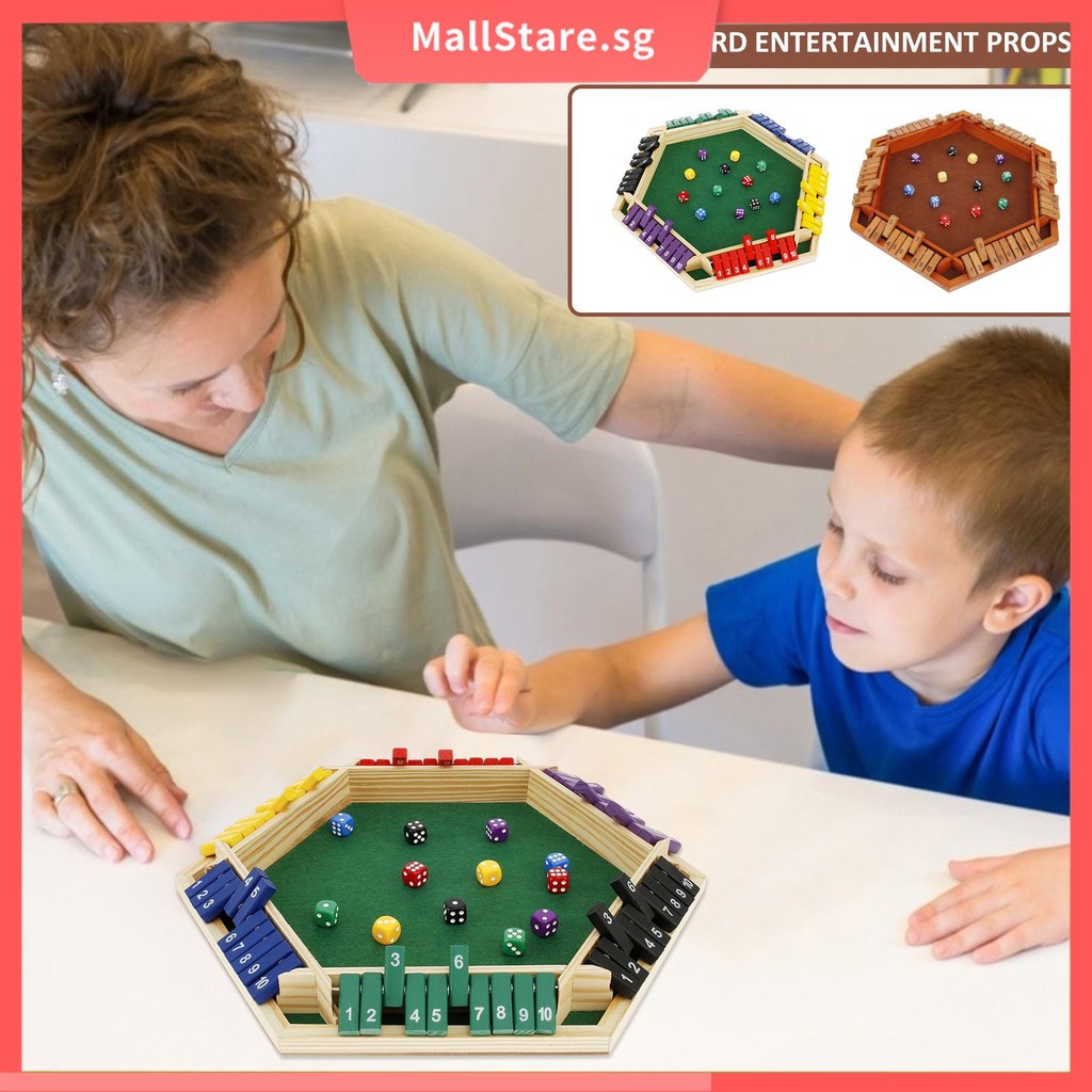 Shut The Box Game for 1 to 6 Players Wood Tabletop Board Game with 12 ...