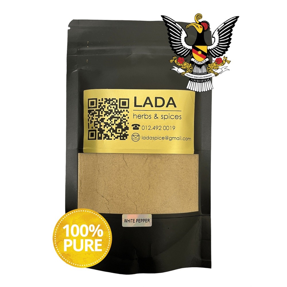 LADA SARAWAK WHITE PEPPER POWDER, 100gm, 100% Pure, Premium, Grade A ...