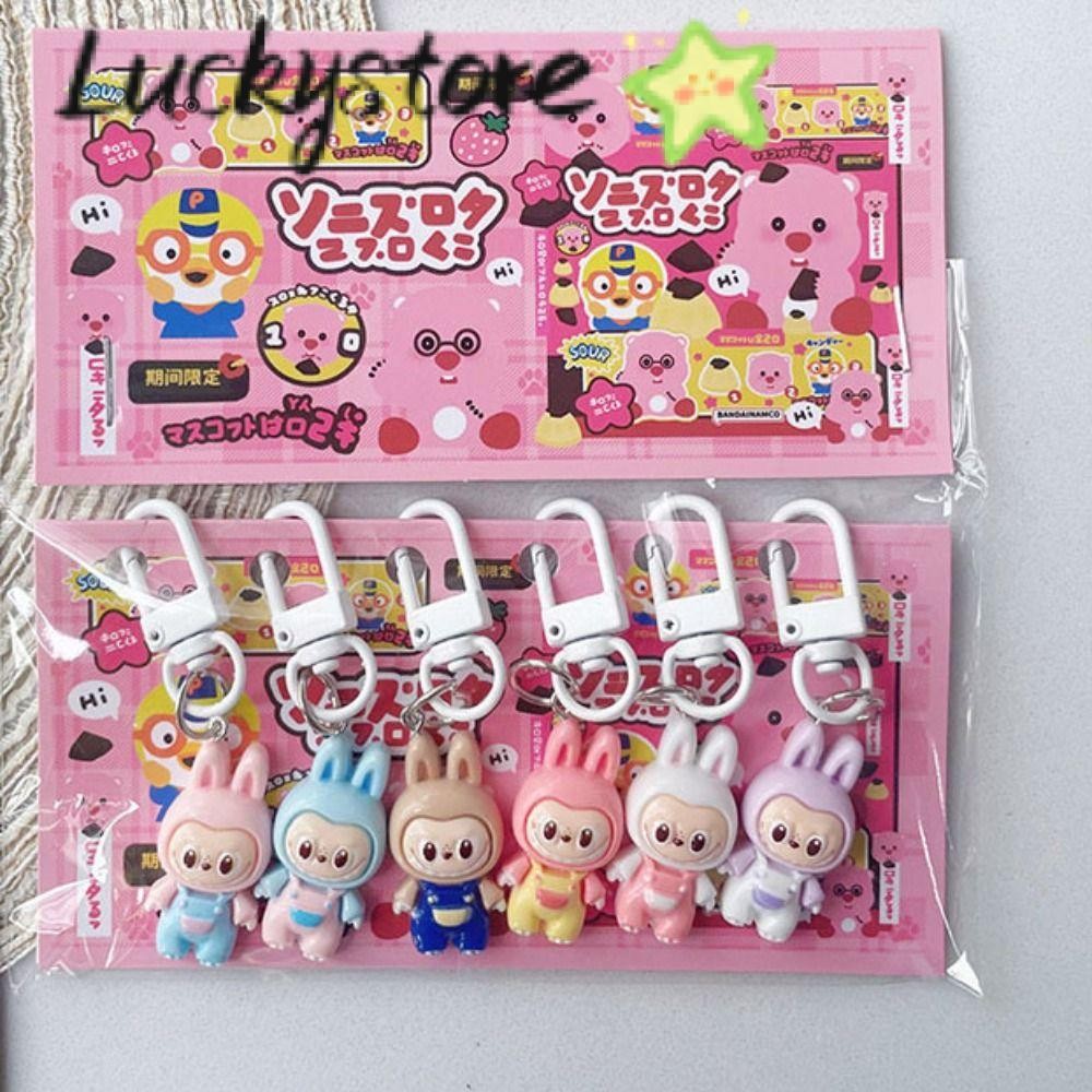 LUCKY 6Pcs/set Labubu Keychain, Hello Kitty Cinnamoroll Sanrio Key ...