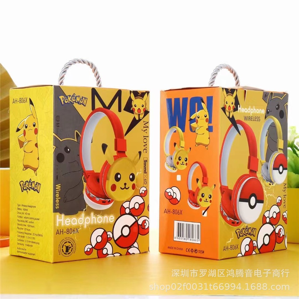 Cartoon Pikachu Kid Headphone Pokemon headset Headphones Kid cartoon ...