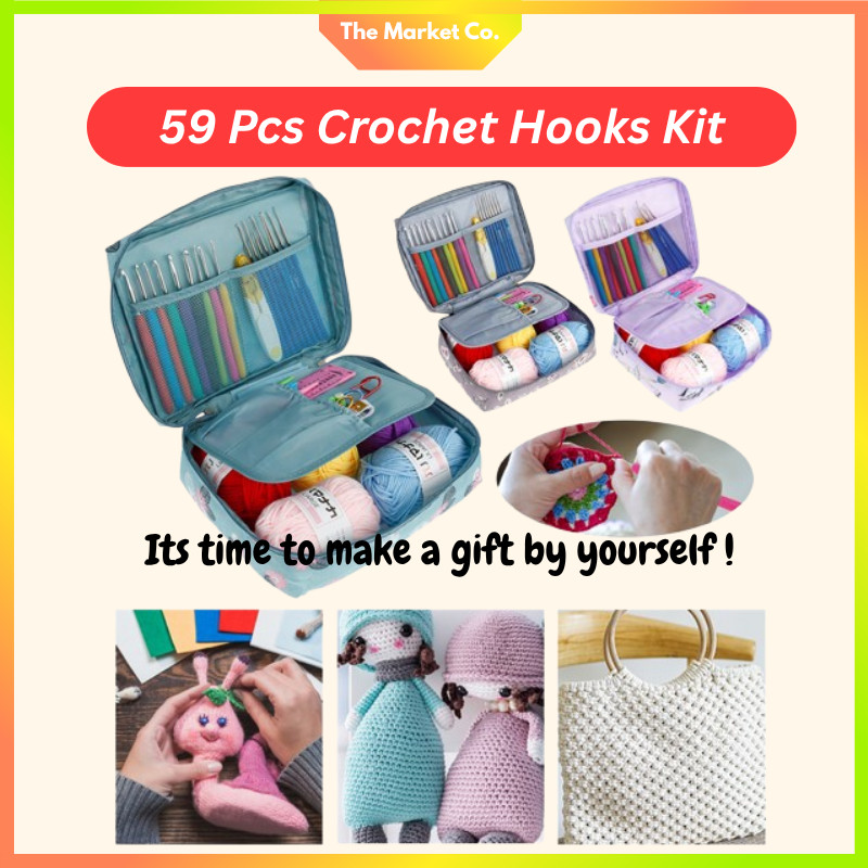 59PCS Crochet Starter Set – All-in-One Kit for Knitting, Weaving & DIY ...