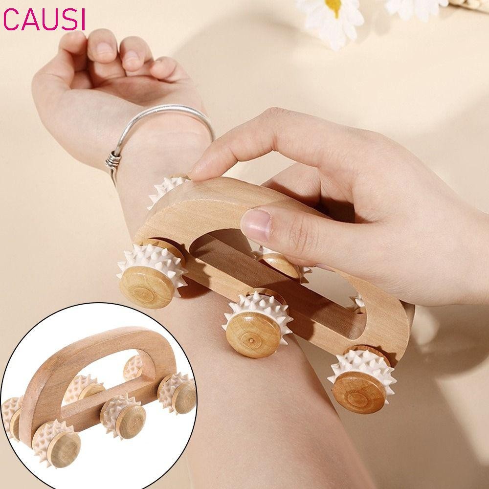 CAUSI Wooden Massage Roller, Deep Tissue Lymphatic Drainage Manual ...