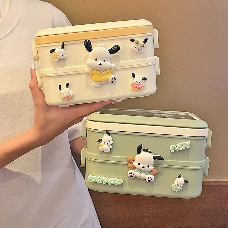 hot-sale products Pacha Handheld Cute Double-layer Lunch Box Microwave ...
