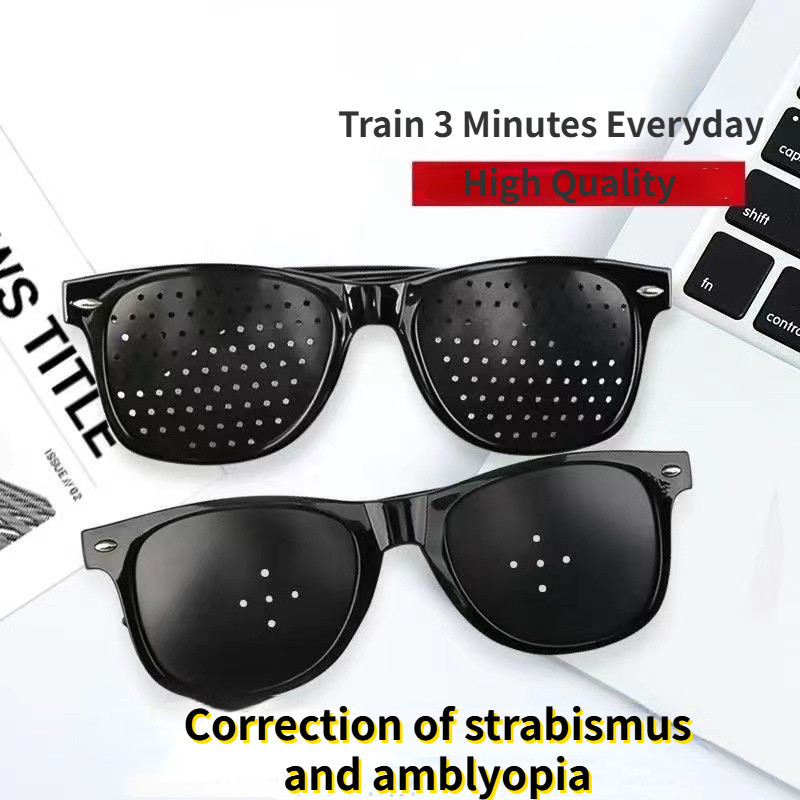 Anti-myopia Astigmatism Black Frame Protector Glasses With Holes Vision ...