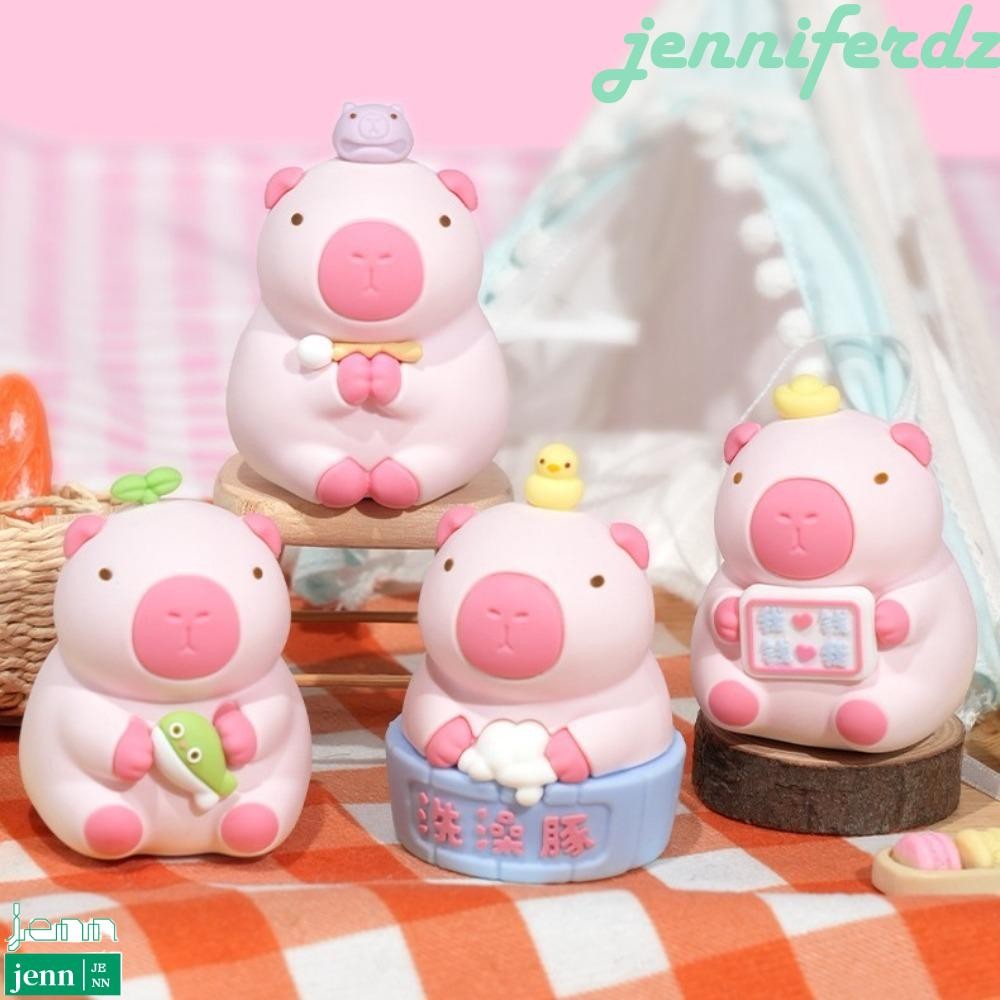 JENNIFERDZ Capybara Figure Toys, Pink Work and Rest Simulation Capibara ...