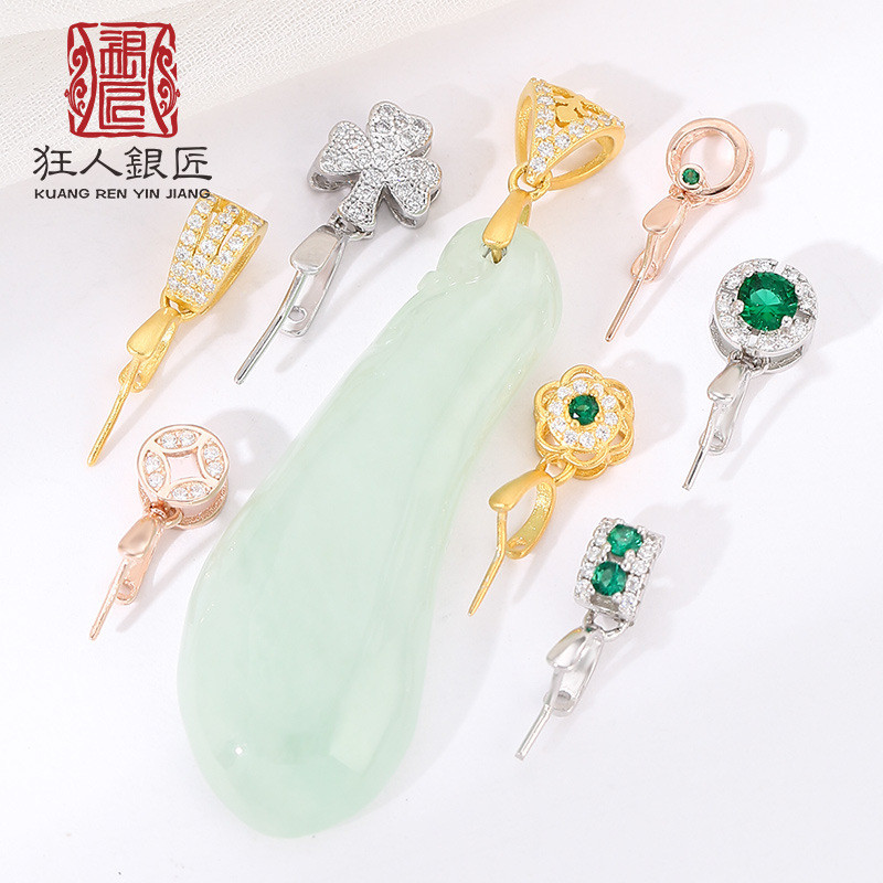 S925 Sterling Silver | Buddha Pendant Buckle Gold Jade Pendant Buttons ...