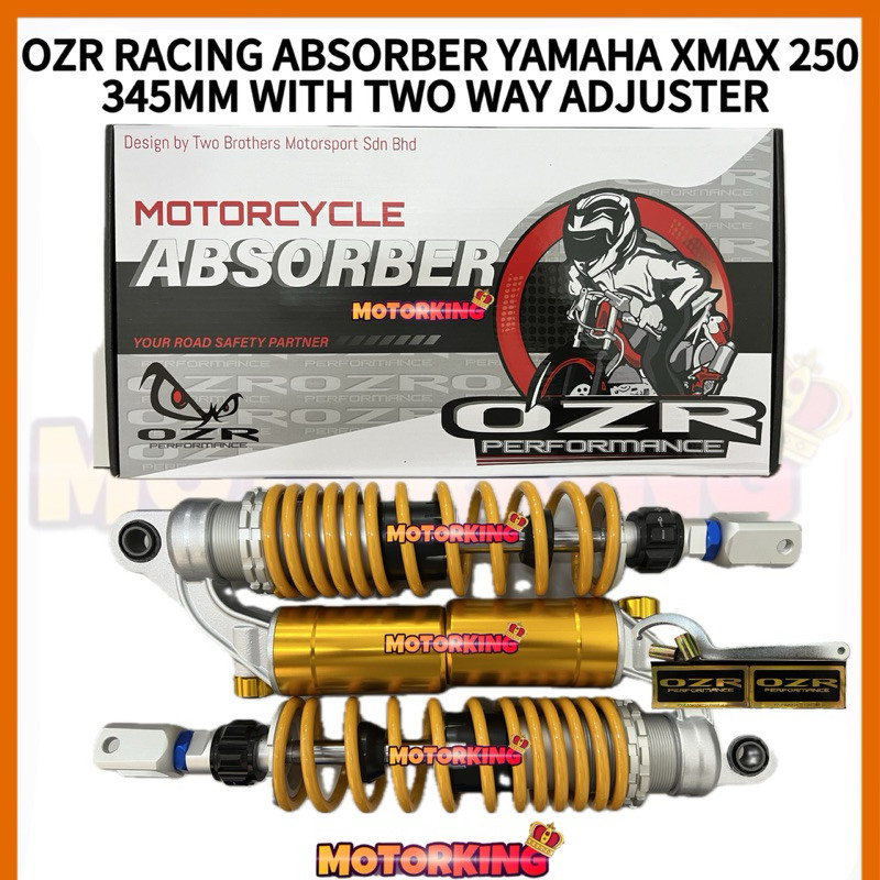 OZR RACING ABSORBER YAMAHA XMAX 250 345MM WITH TWO WAY ADJUSTER EXTRA ...