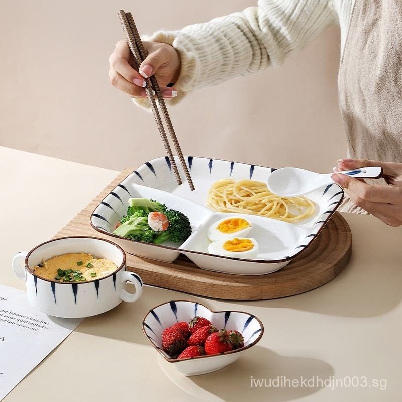 Japanese Creative Three Grid Food Dispatch Disk Household Ceramic ...
