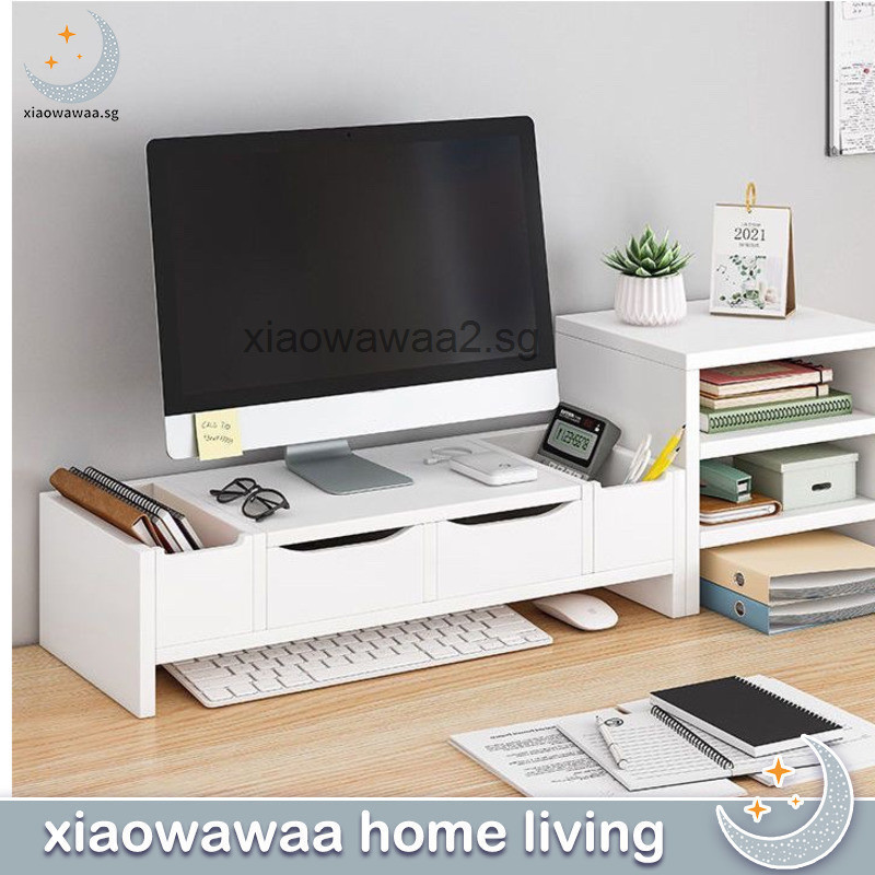 Xiao Wooden Monitor Stand With Drawer Monitor Riser Computer Stand ...