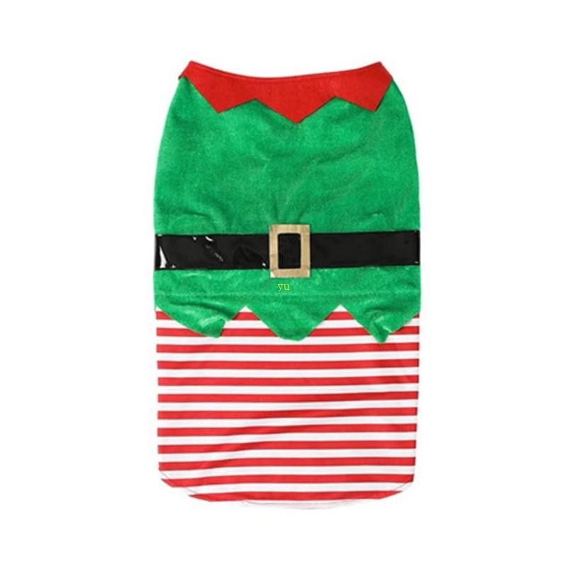 yu Dog Vest Christmas Elf Clothes Red and Green Christmas Theme Elf ...
