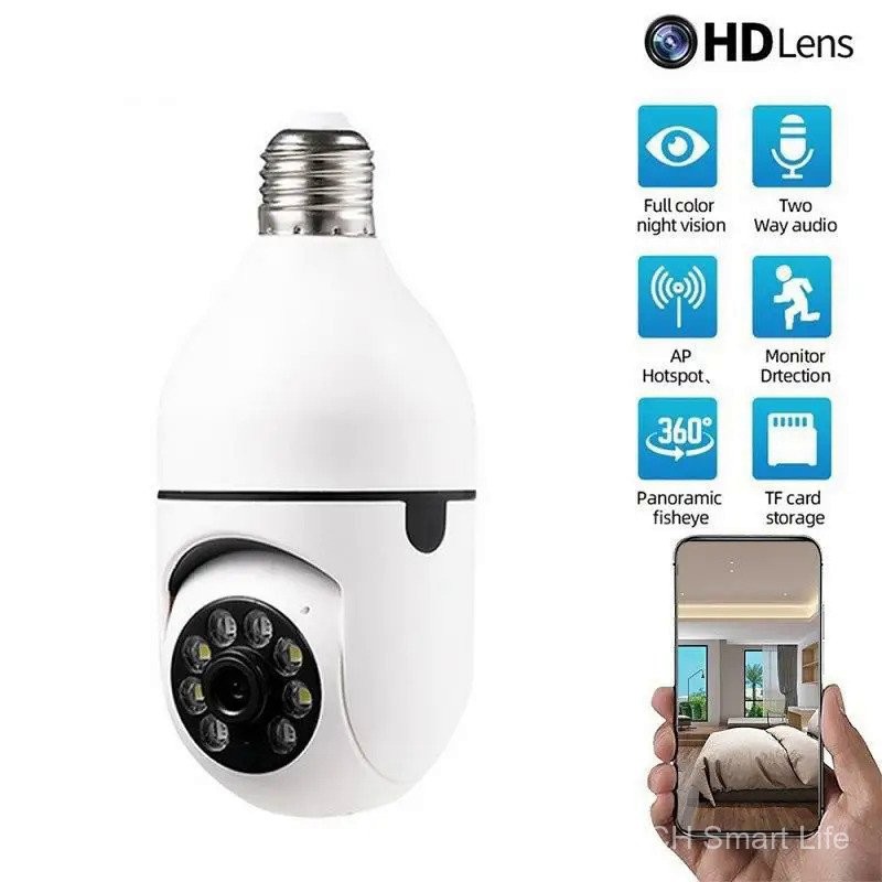 E27 Bulb Lamp CCTV Camera Wireless 360 Degree Panoramic 2MP Two Way ...