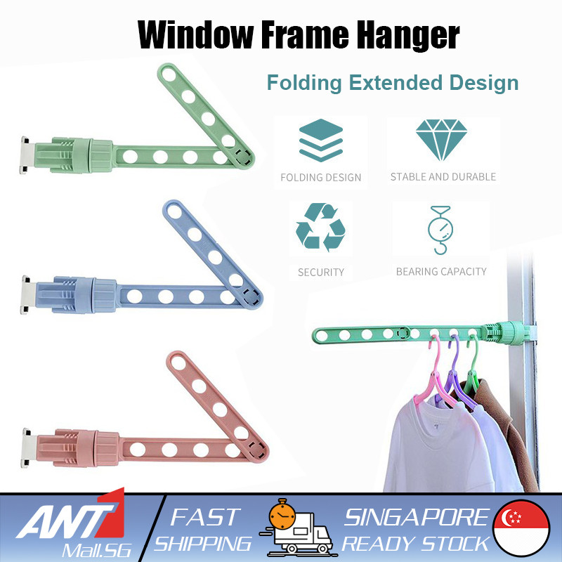 Folding Window Frame Hanger Portable Laundry Hanger Clothes Drying Rack ...