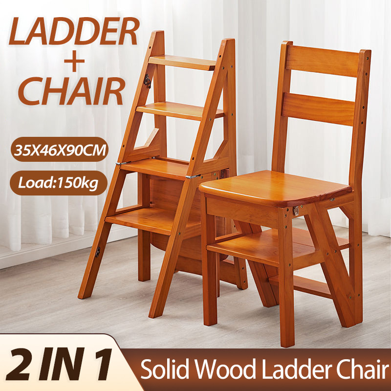 【SHIP FROM SG】Solid Wood Ladder Chair For Home Ladder Chair Foldable ...