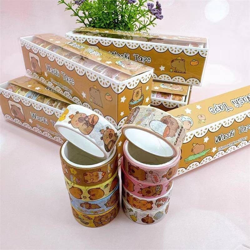 10Pcs/Set Capybara series Washi Tape Set Japanese Paper Stickers ...