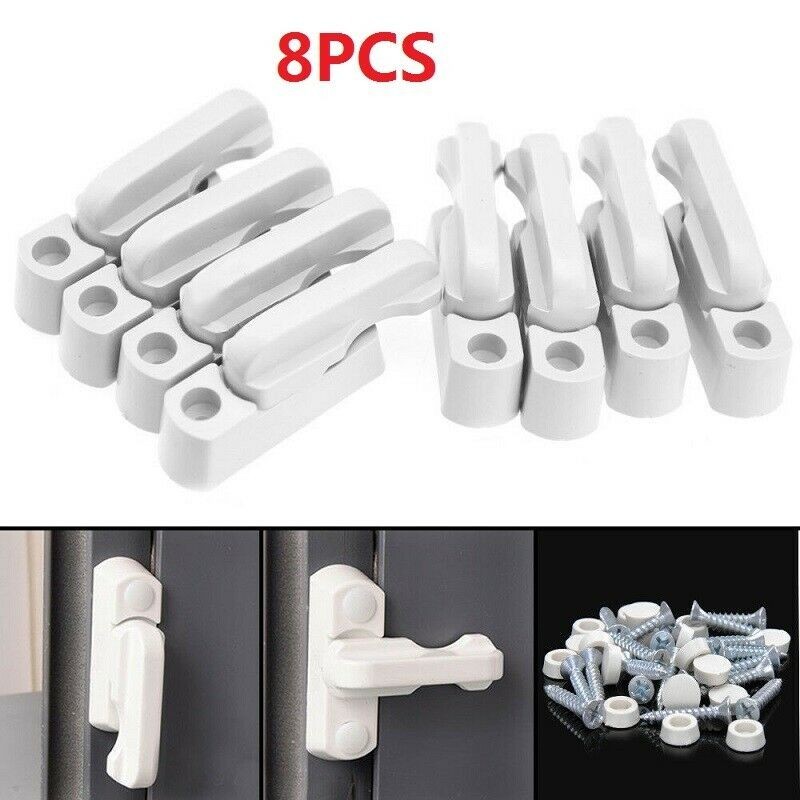 8Pcs Security Window Locks UPVC Door Sash Jammer Safety Restrictor Lock ...