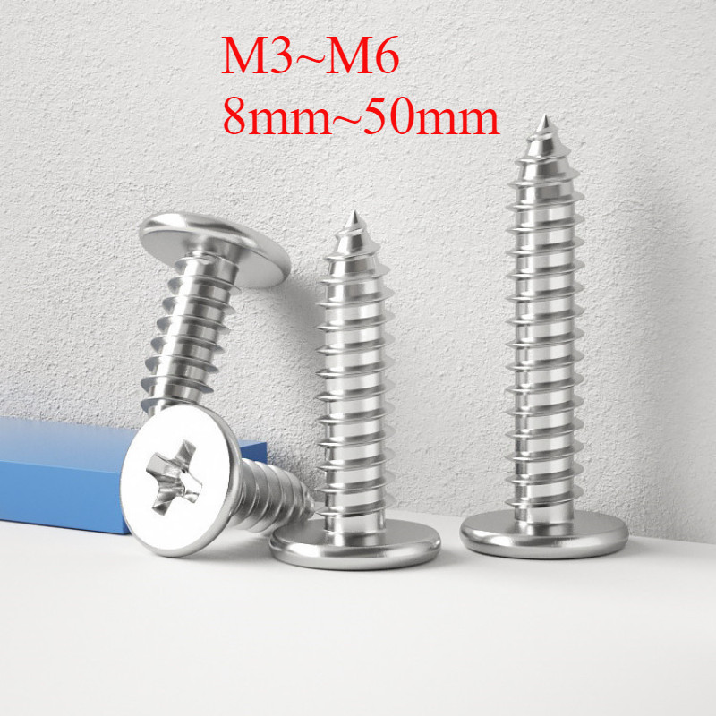 [YSL] M3/m4/m5/m6 304 Stainless Steel Flat Head Self-Tapping Screws CA Ultra-Thin Head Cross ...