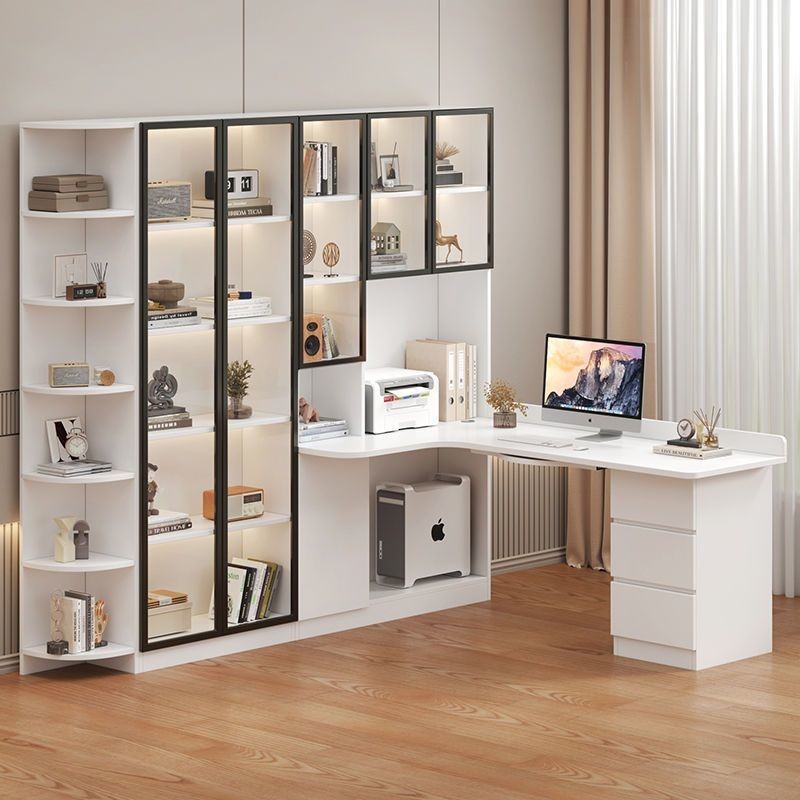 [Sg Sellers]Solid Wood Corner Desk Bookshelf Integrated Computer Desk ...