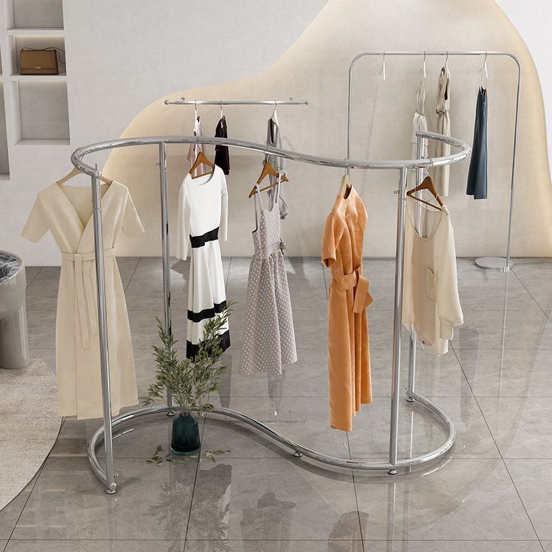 Stainless steel curved middle island rack men's and women's clothing ...