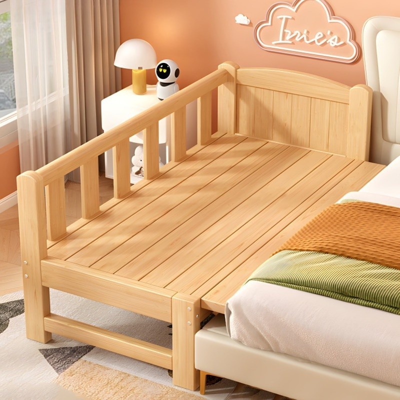 Kids Bed Solid Wood Childrens Bed With Guardrail Baby Splicing Bed ...