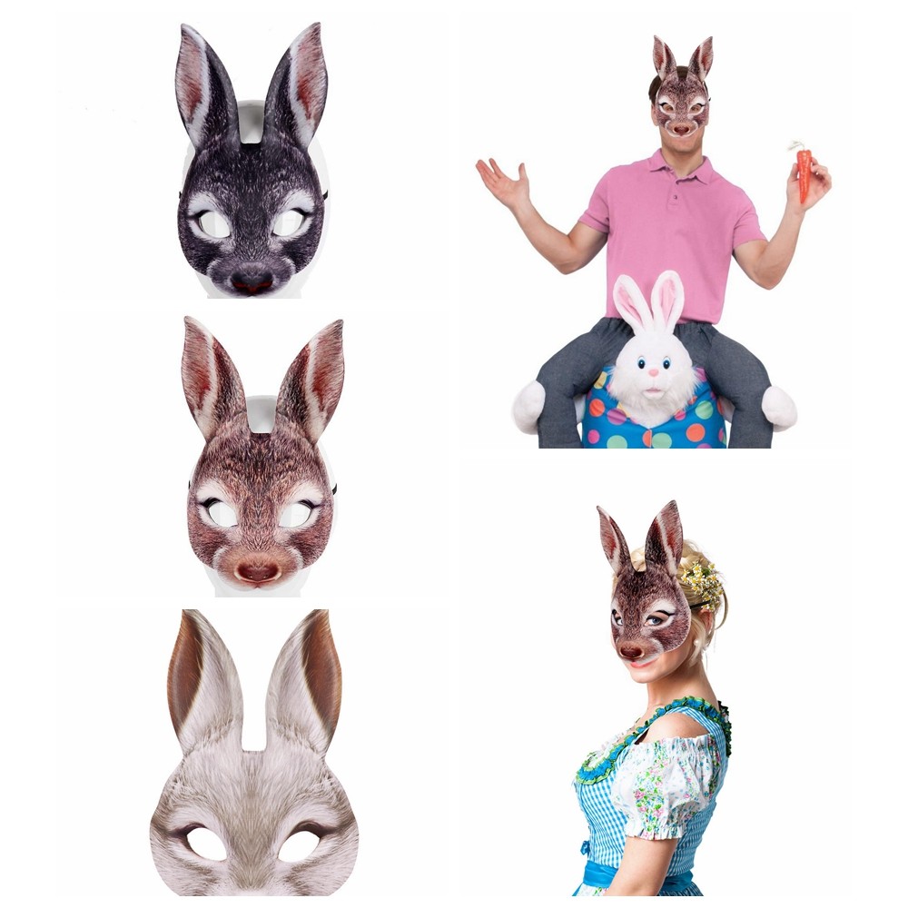 EVA Half Face Rabbit Mask For Adult Halloween Cute Rabbit Head Masks ...
