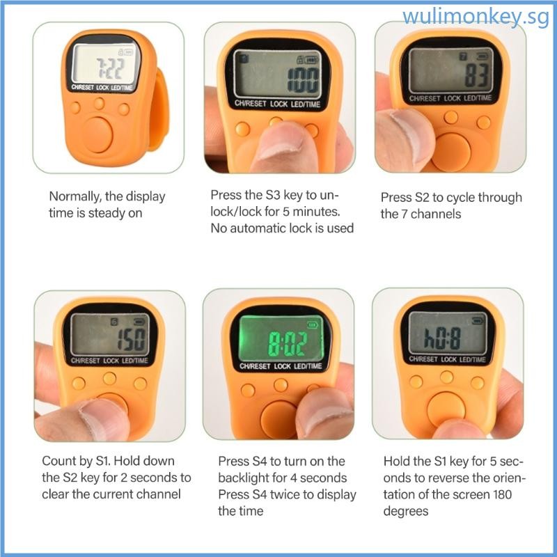 WU Hand Tally Counter 6 Digit Finger Counter Clickers Rechargeable Lap ...