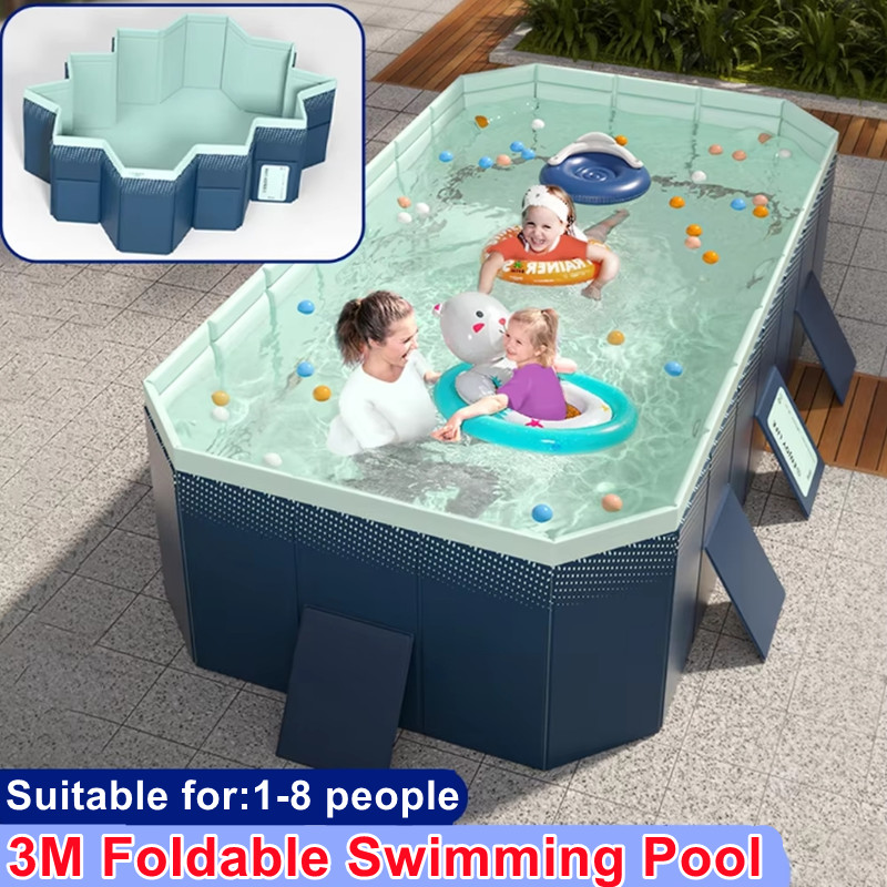 Large Foldable Swimming Pool Rectangular Family Swimming Pool For 1-8 ...