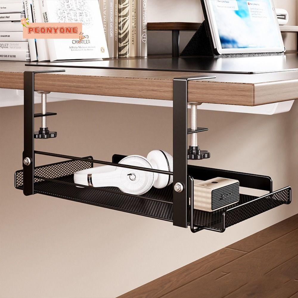 PEONYTWO Cable Management Tray, Under Desk No Drill Cable Organizers ...