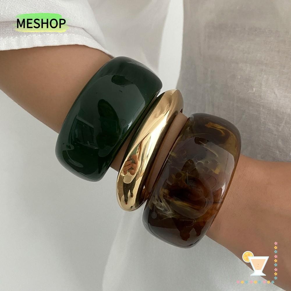 MESHOP Chunky Bangles, Thick Green Resin Bracelets, Vintage Irregular ...