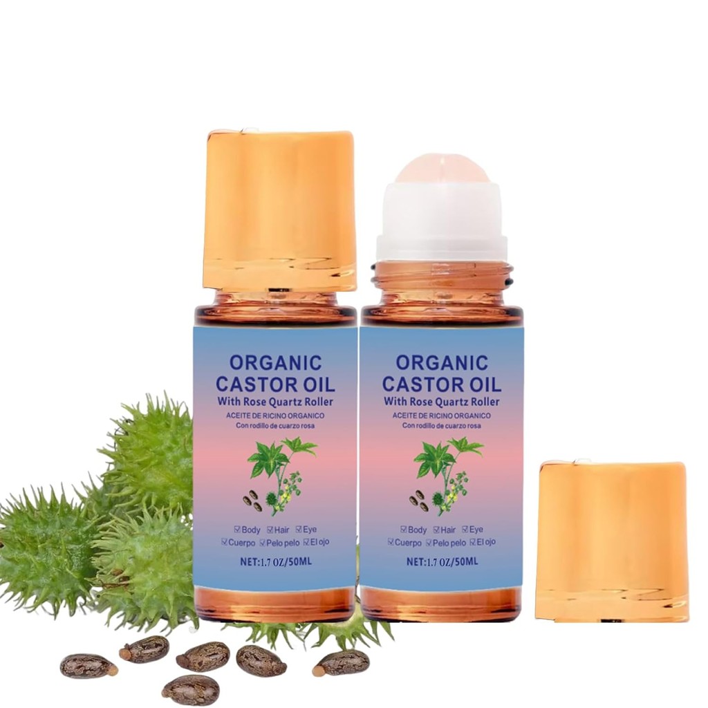 Organic Castor Oil With Quartz Roller, 1.7 Oz Golden Castor Oil Roll-On ...