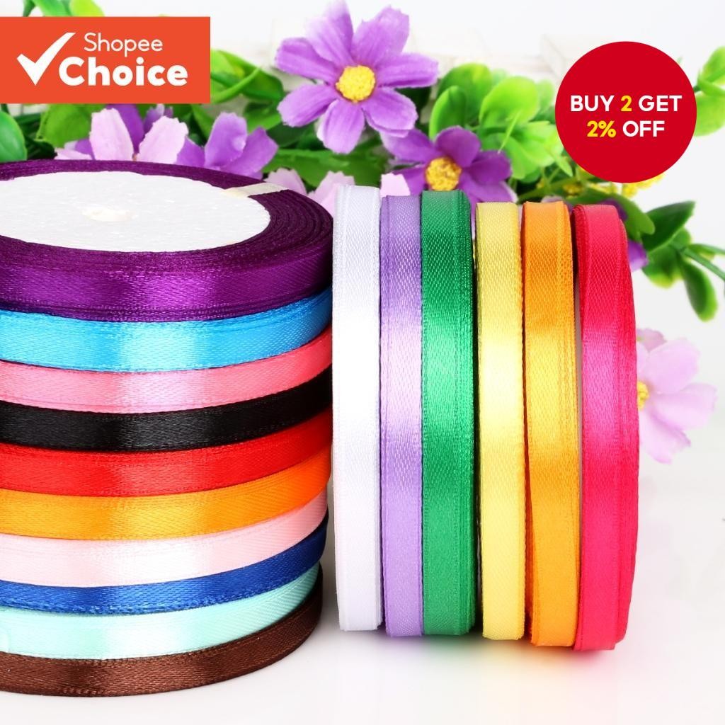 25 Yards 7mm Width Satin Ribbon for DIY Bow Craft Decor Wedding Party ...