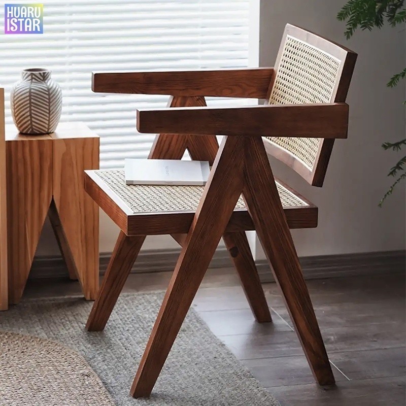 HUA Rattan Chair Natural Rattan WovenNordic Solid Wood Natural Rattan ...