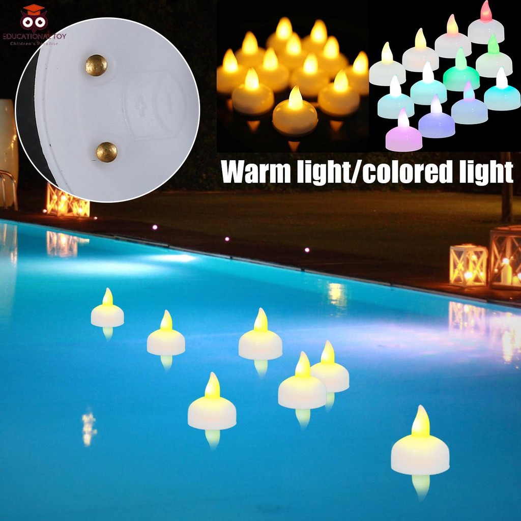 12Pcs LED Floating Candle Light Waterproof Flameless Floating Tealight ...