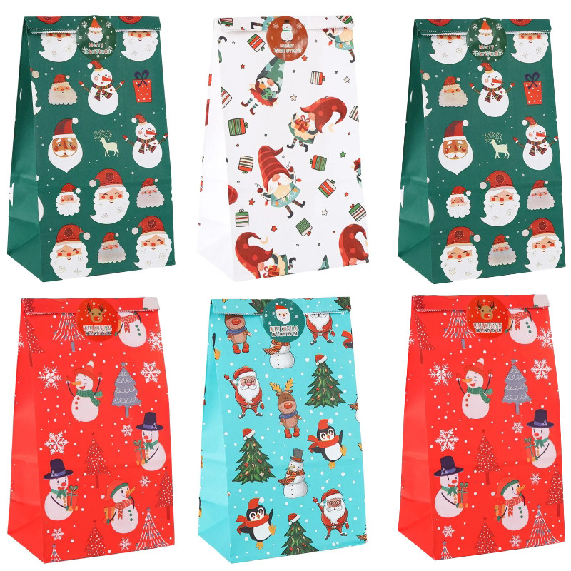 Santa Claus Kraft Paper Bag Cute Cartoon Candy Bag Christmas Snowman ...