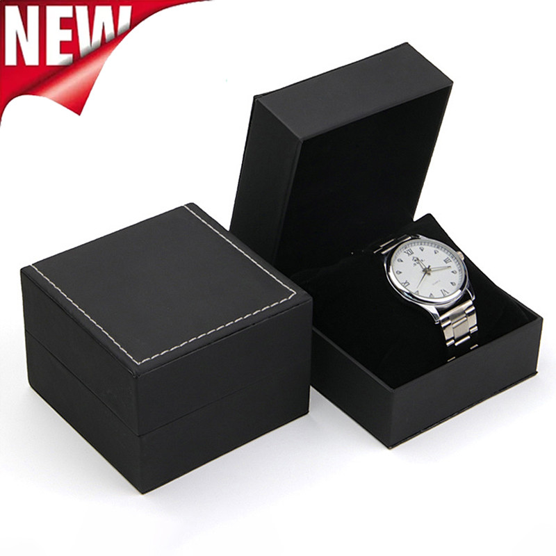 Black Single Watch Gift Box with Pillow PU Leather Wristwatch Display ...