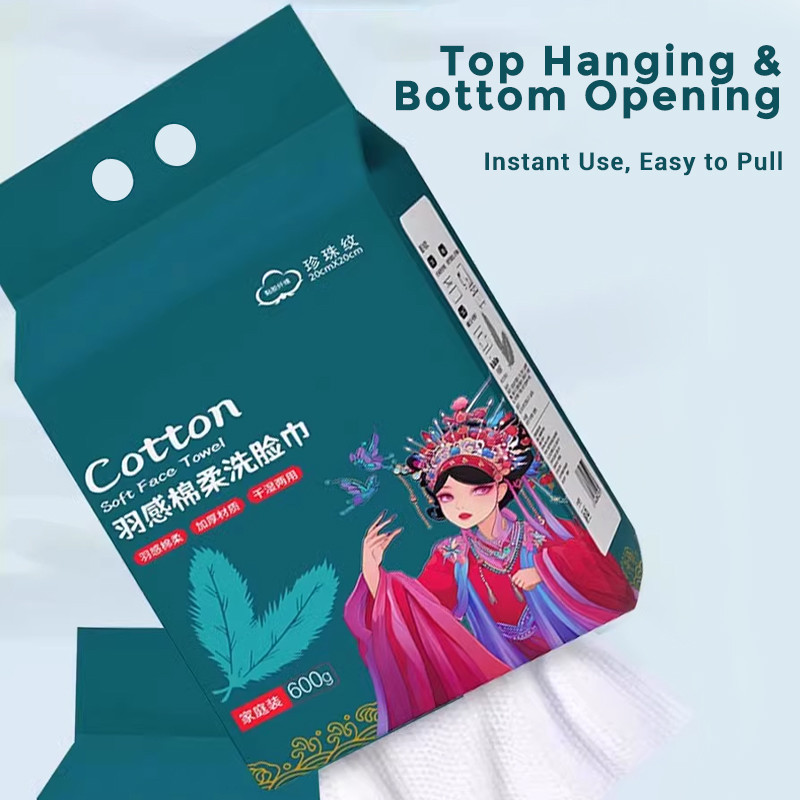 Disposable Face Towel Soft Tissue Facial Makeup Remover Wipes 600G MINAIER Cotton Hanging Tuala ...