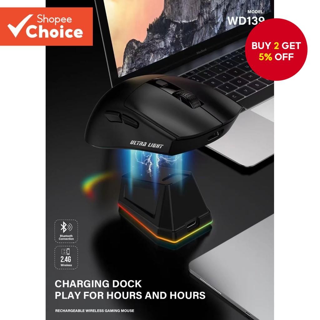 WD139 Lightweight Wireless Gaming Mouse, RGB with Charging Dock ...
