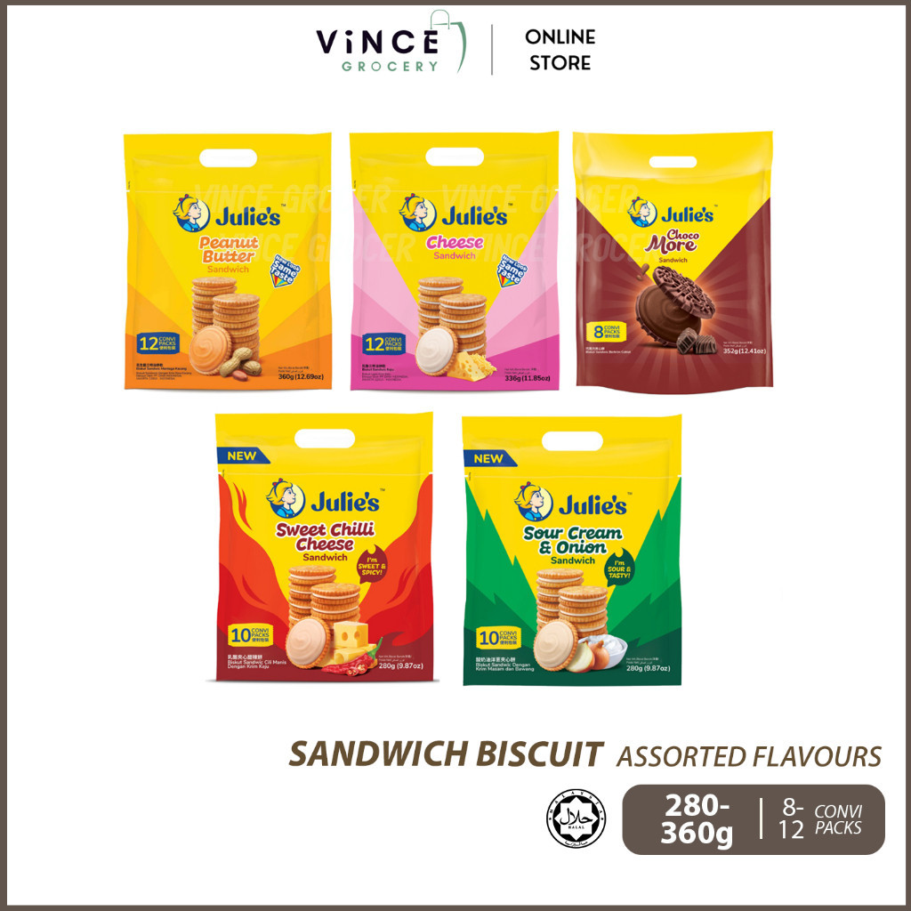 JULIE'S Sandwich Biscuits (Peanut Butter / Cheese / Choco More / Sweet ...