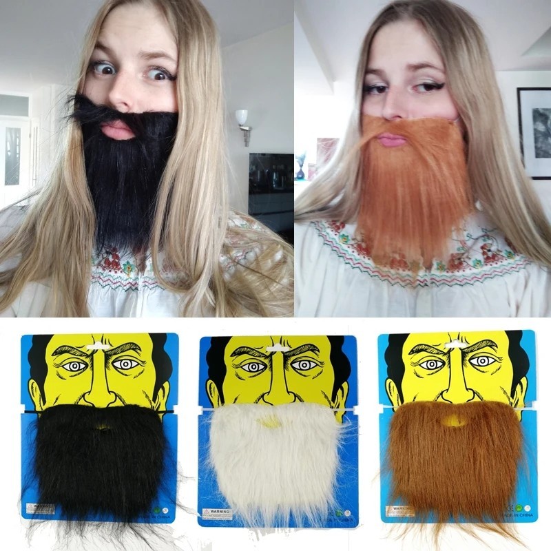 Fake Beards Old Man Mustache Costume Halloween Funny Beard Facial Hair ...